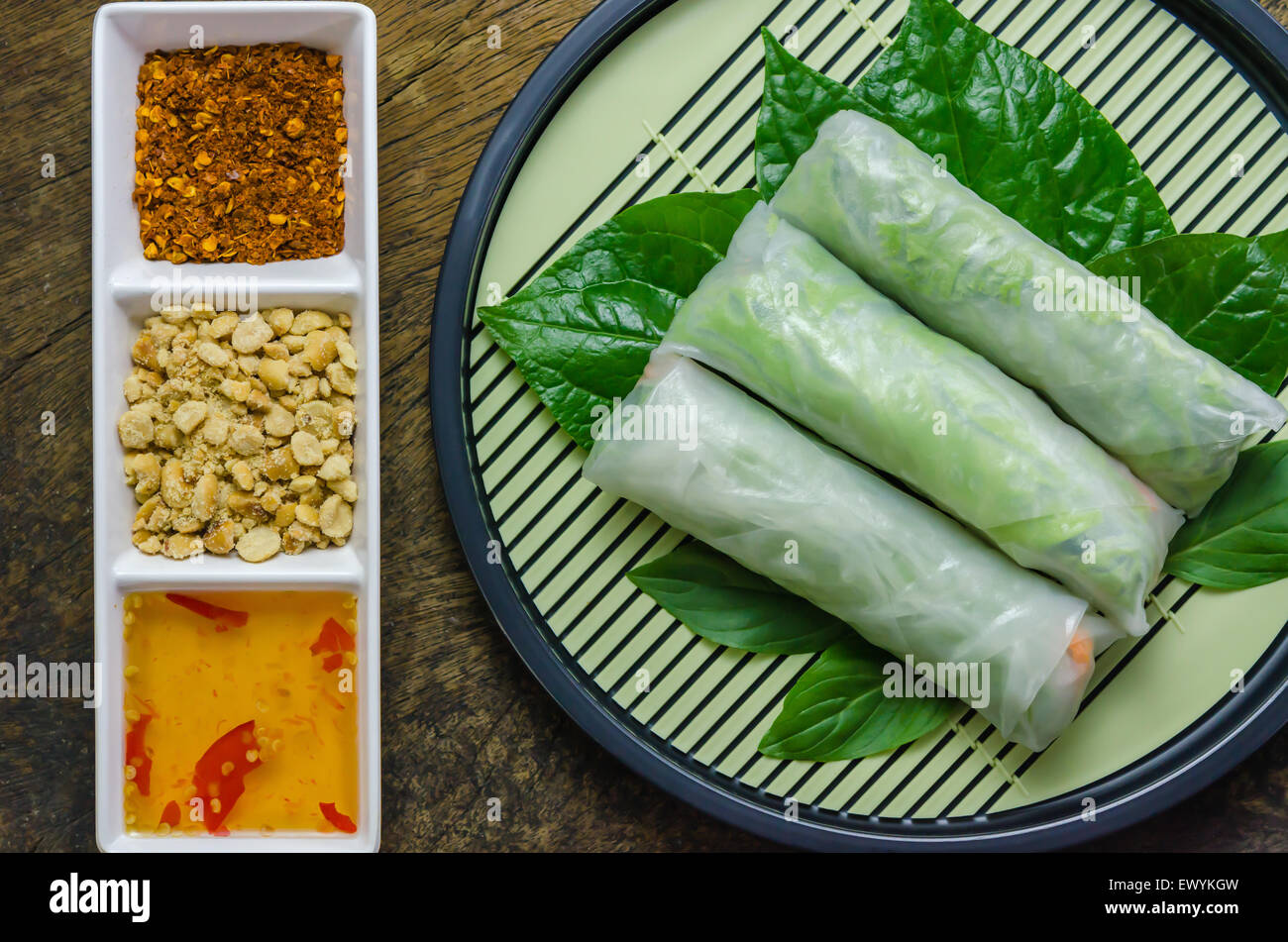 top view Fresh Spring Roll, Vietnamese Food Stock Photo - Alamy