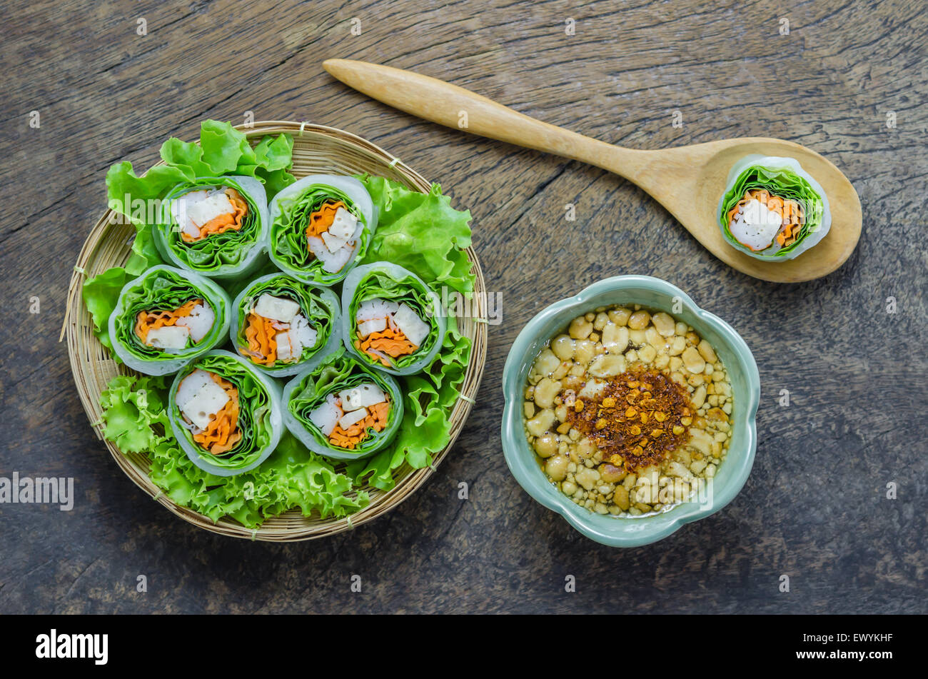 top view Fresh Spring Roll, Vietnamese Food Stock Photo - Alamy