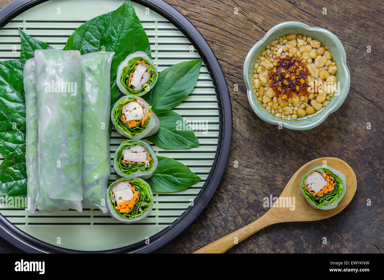 top view Fresh Spring Roll, Vietnamese Food Stock Photo - Alamy