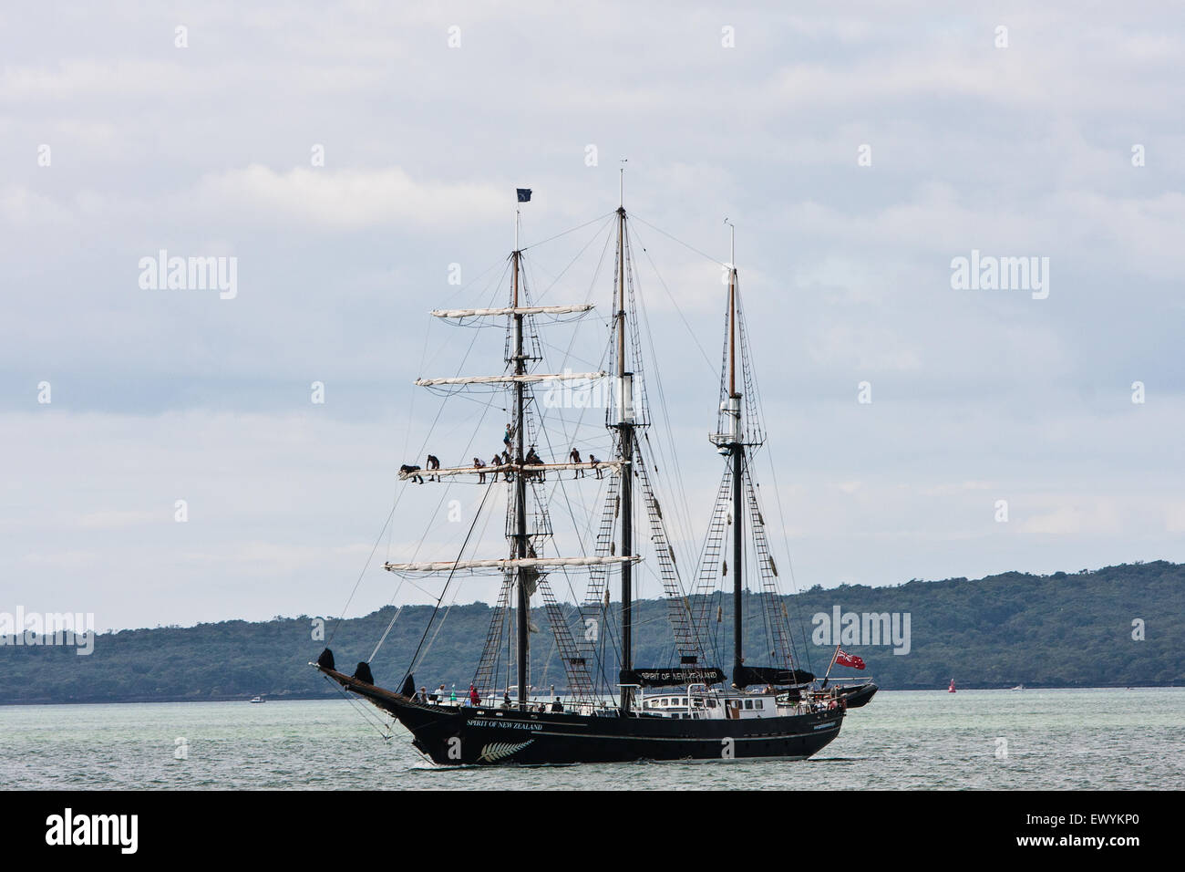 Tall Ship Spirit of New Zealand in Auckland Harbour.Used as a training ...