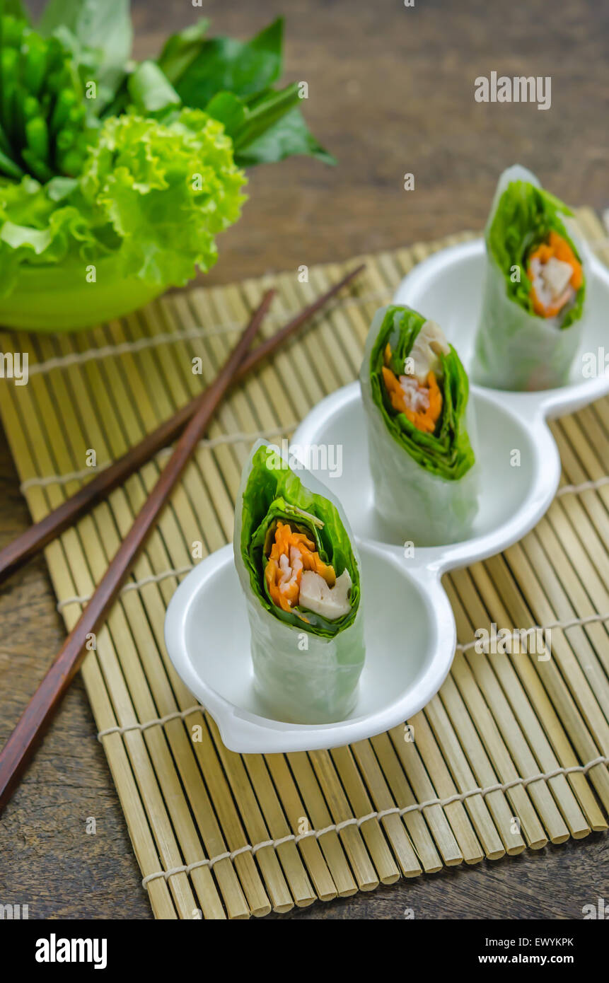 Fresh Spring Roll on white bowl , Vietnamese Food Stock Photo - Alamy