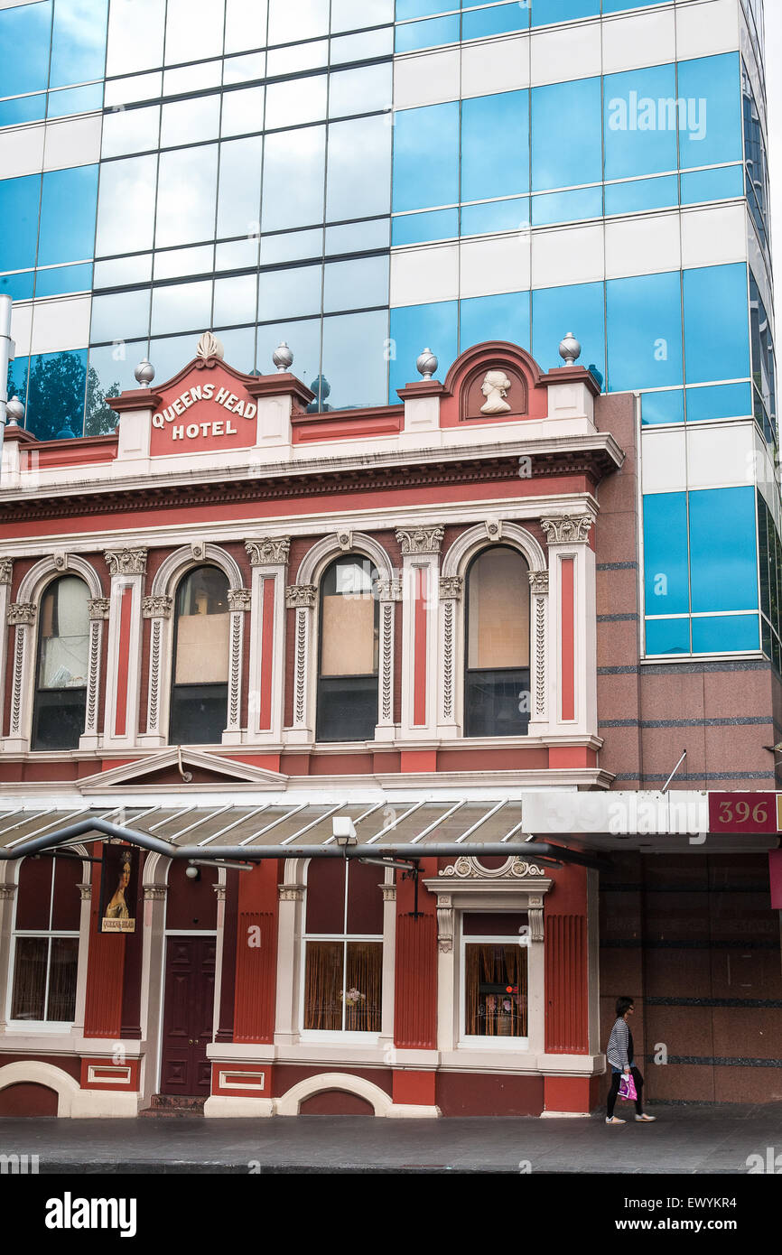 Old victorian building glass office building on queen street hi-res ...