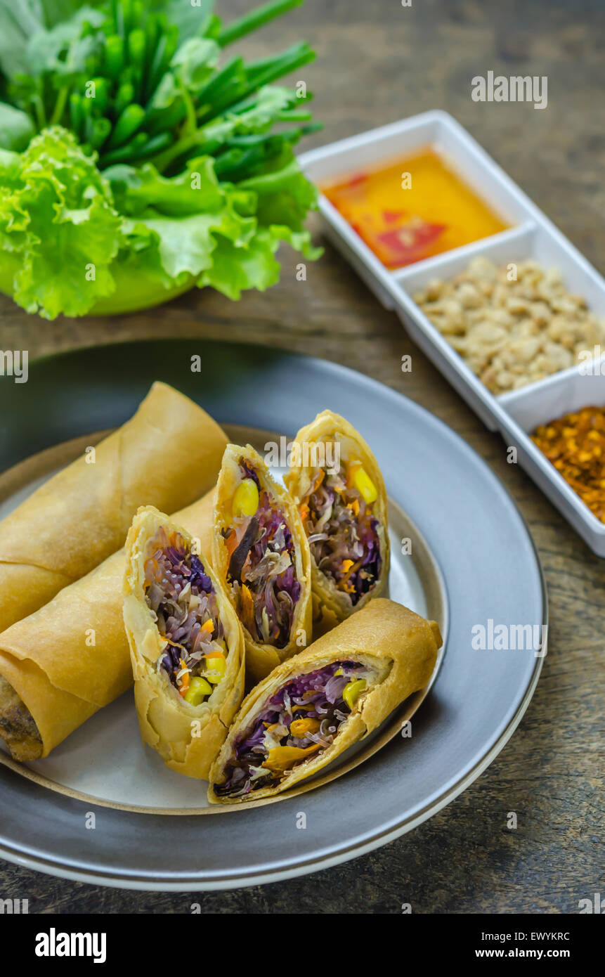 Fried Chinese Traditional Spring rolls food, asian cuisine Stock Photo ...
