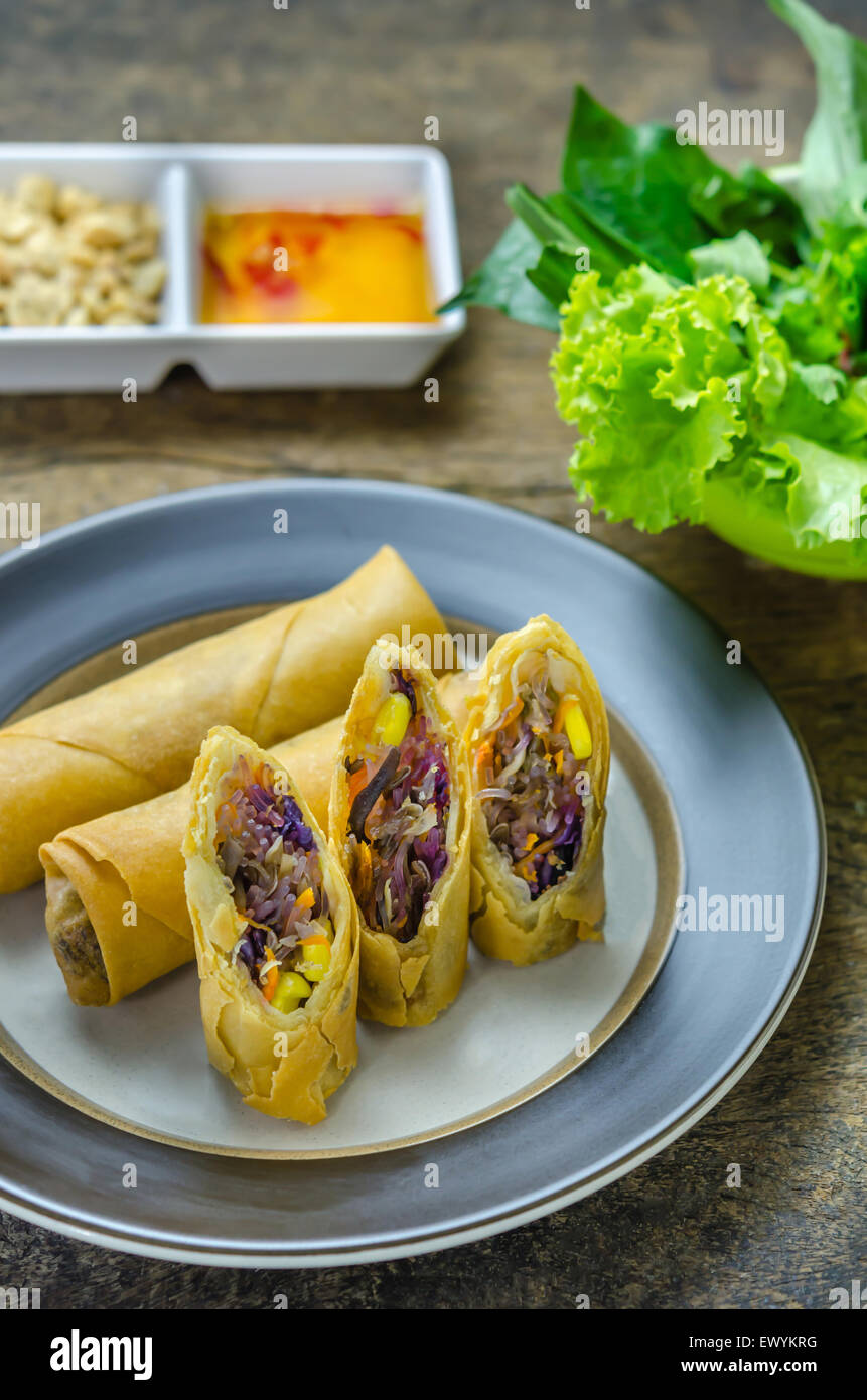 Fried Chinese Traditional Spring rolls food, asian cuisine Stock Photo ...