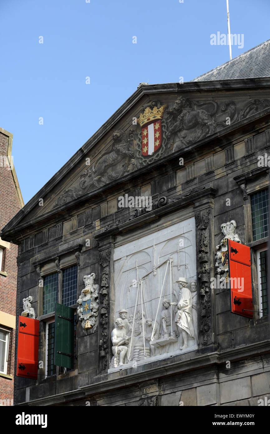 Facade of the Goudse Waag (the Weigh House) Gouda, the Netherlands. The ...
