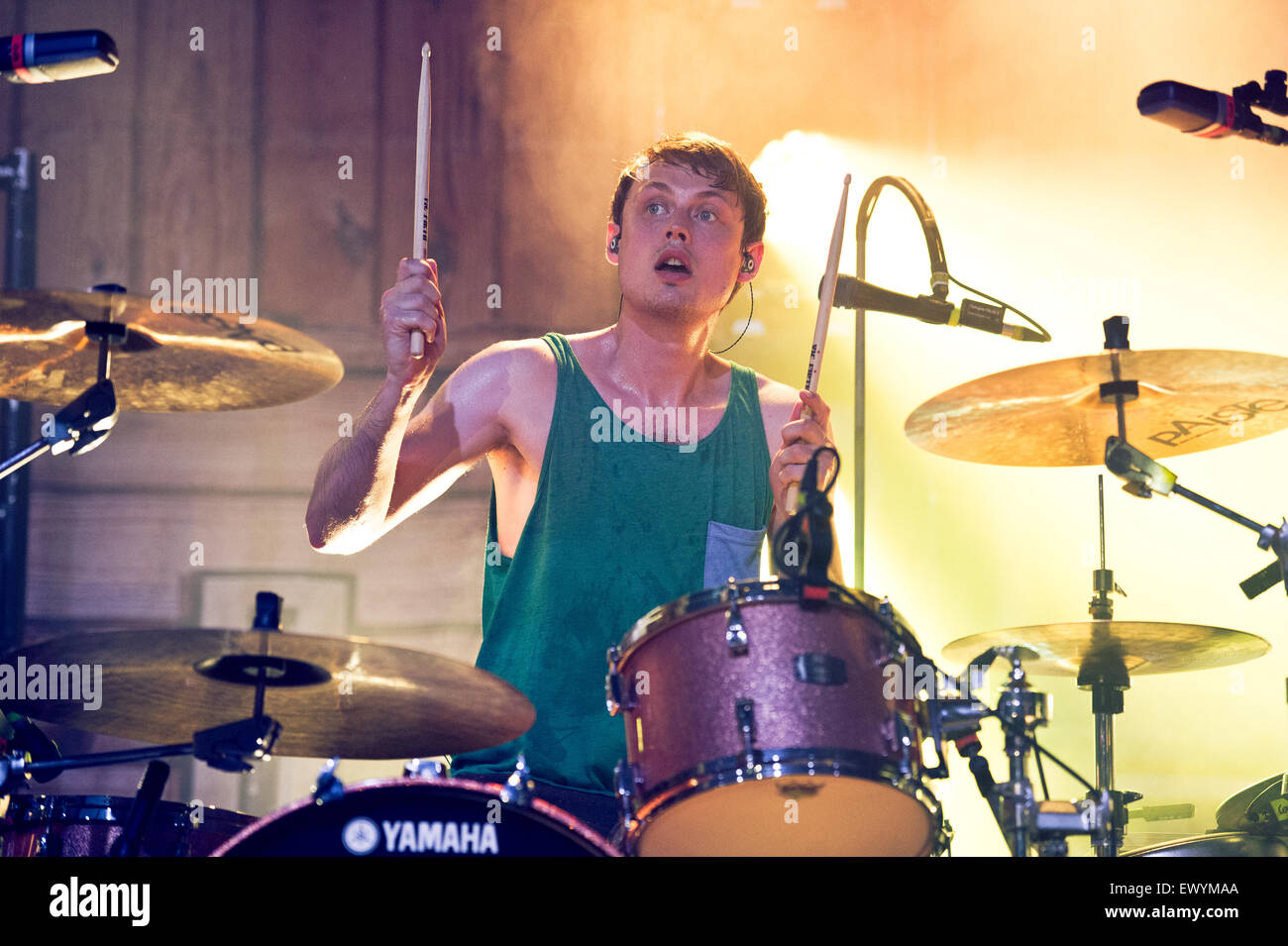 Freiburg, Germany. 2. July, 2015. Jakob Sinn (Drums) from German rock ...