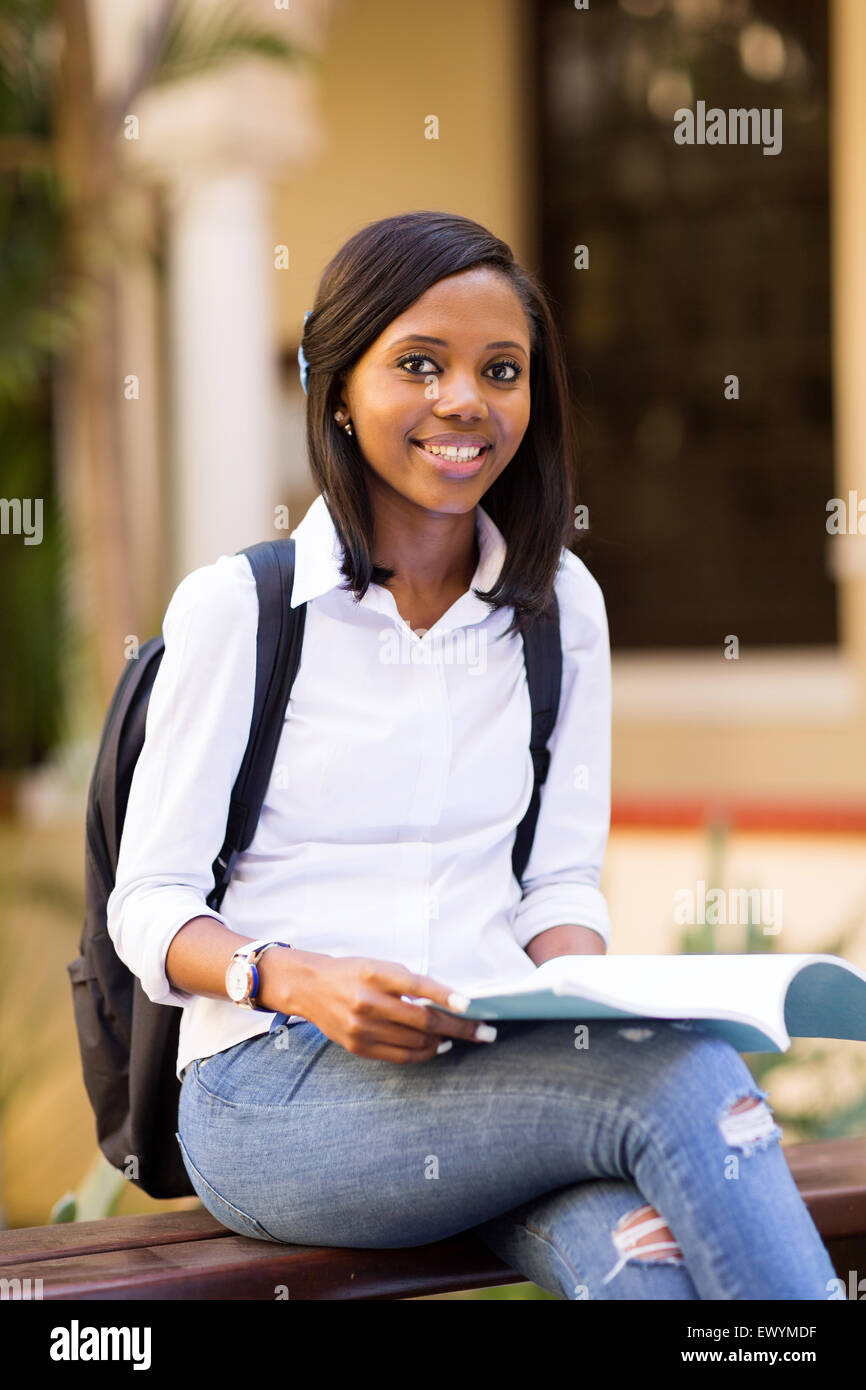 pretty young African college student outdoors Stock Photo - Alamy