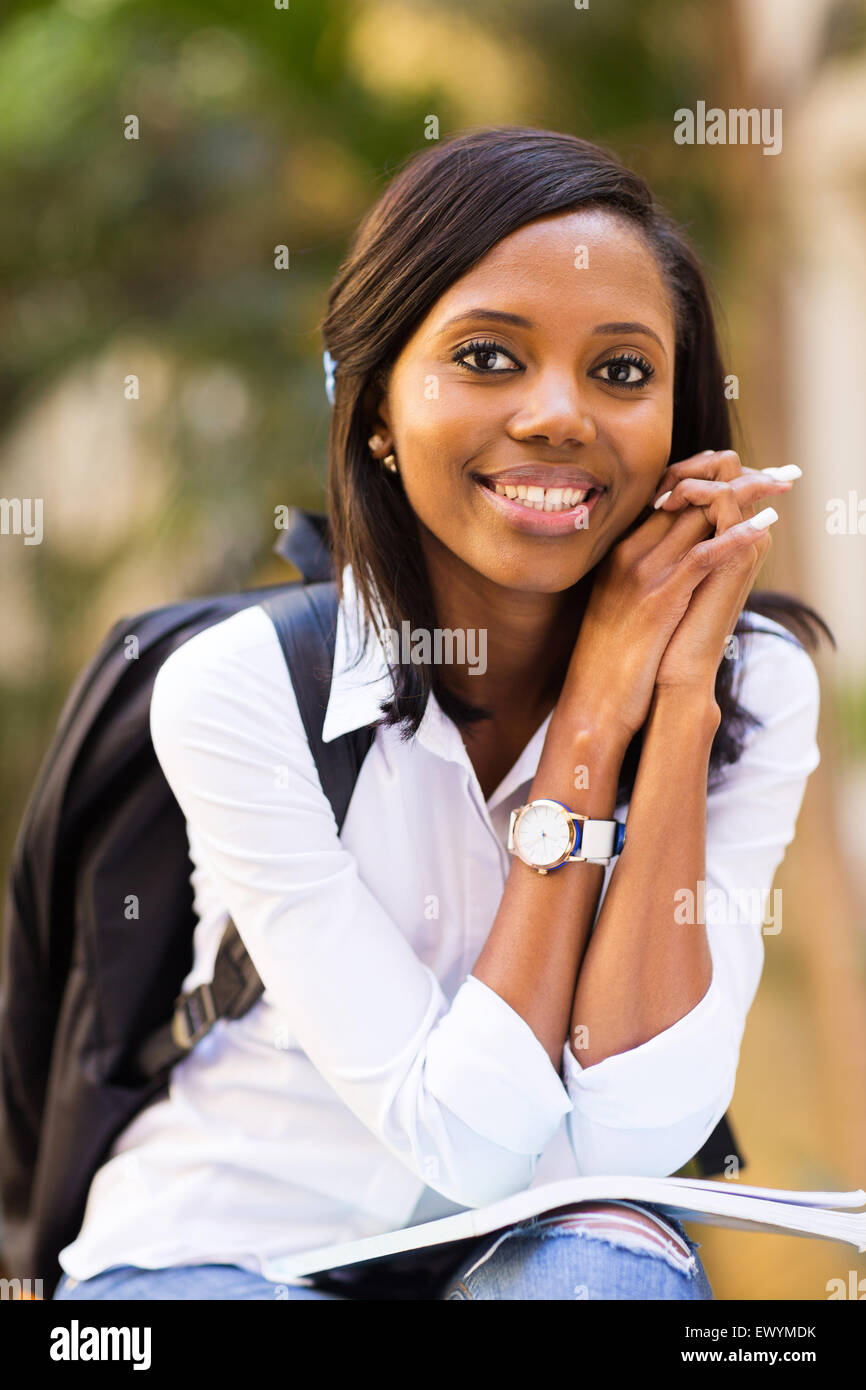 happy African American college student outside campus Stock Photo - Alamy