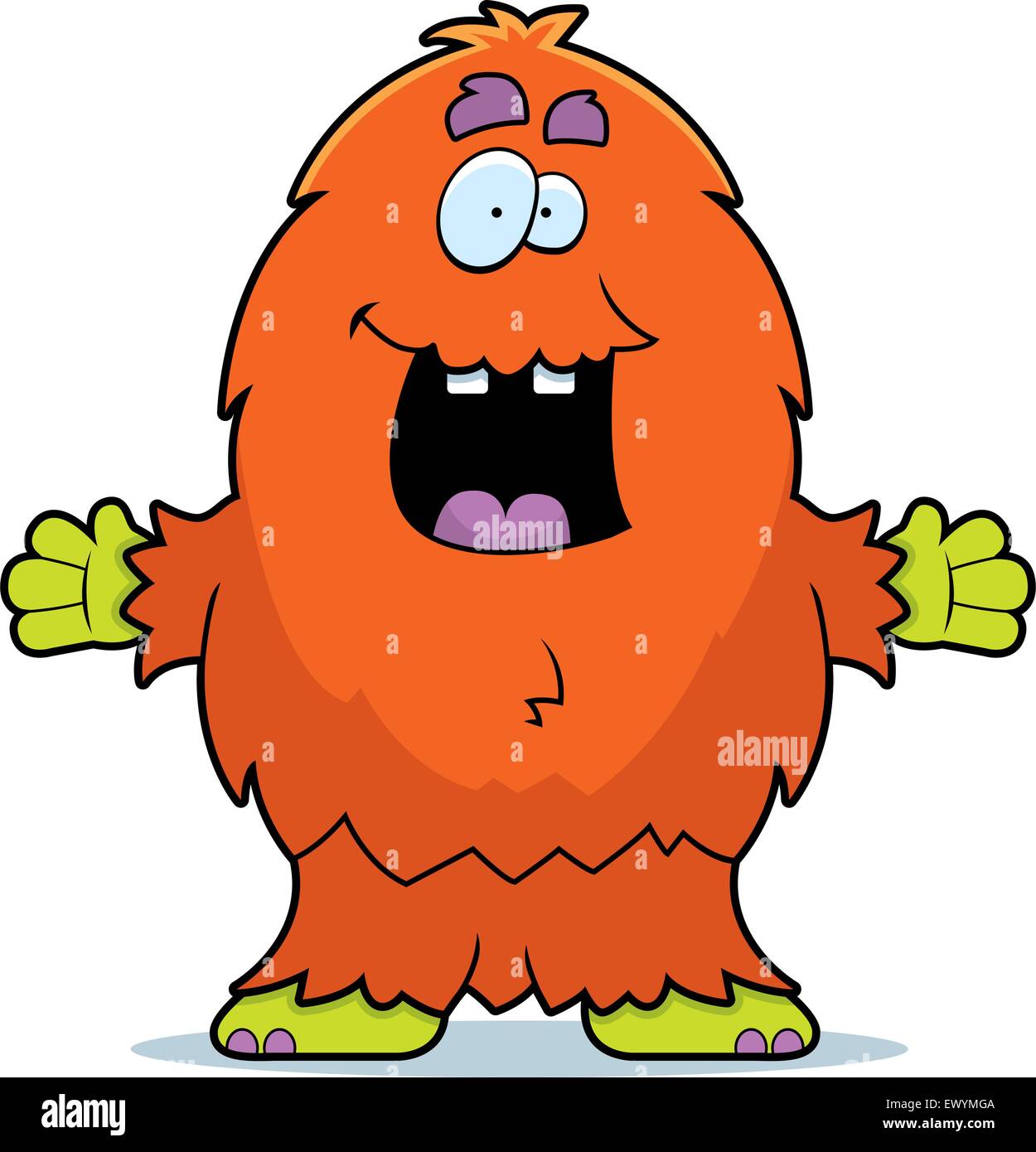 A happy cartoon hairy monster standing and smiling Stock Vector Image ...