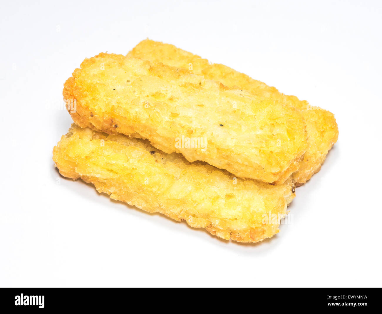 Hash brown pattie on white background Stock Photo - Alamy