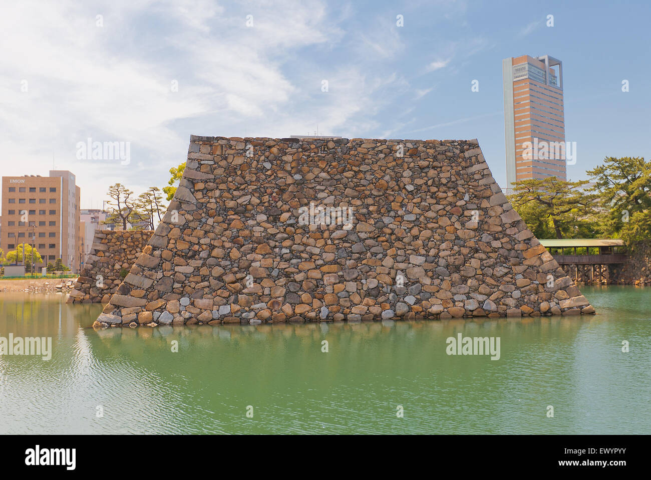 Reconstructed stone foundation of the main keep (donjon) of Takamatsu ...