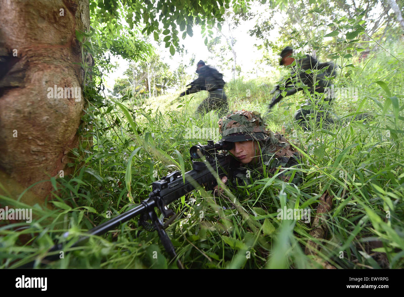 Haikou. 2nd July, 2015. Snipers of the Hainan Corps of the Chinese ...