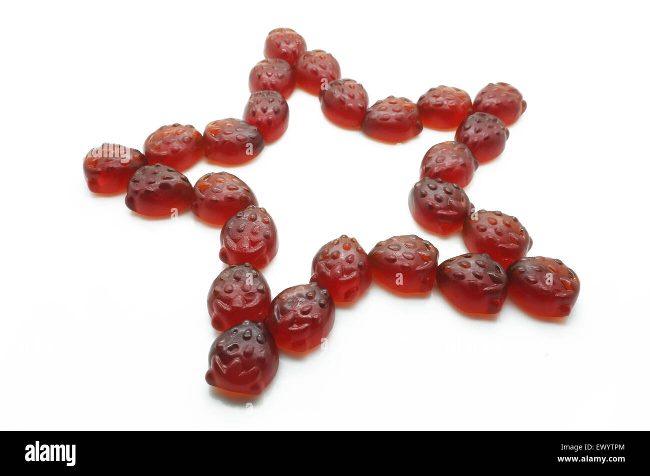 Star of gummy red strawberry jelly Stock Photo - Alamy