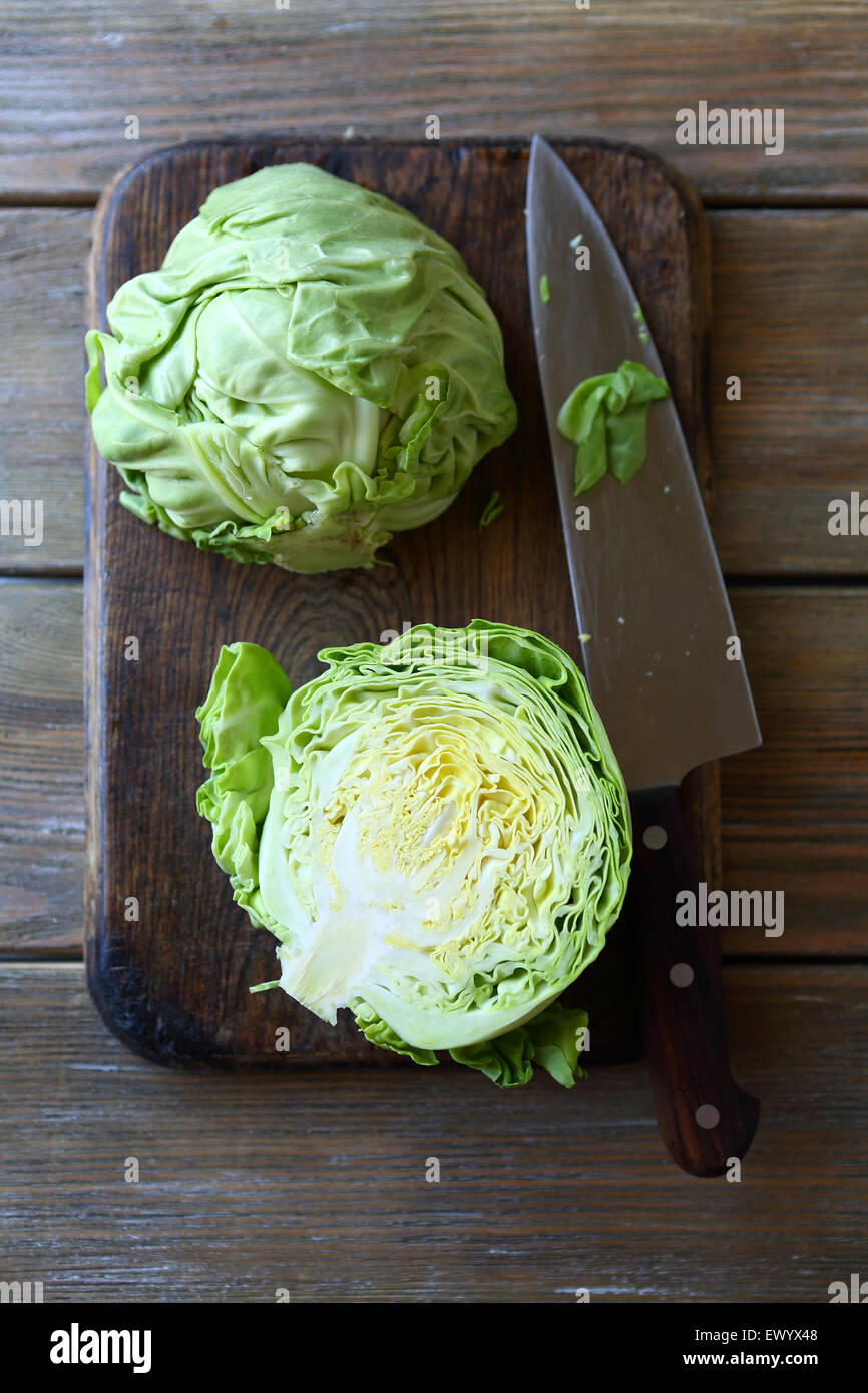 two halves of the young cabbage, top view Stock Photo - Alamy