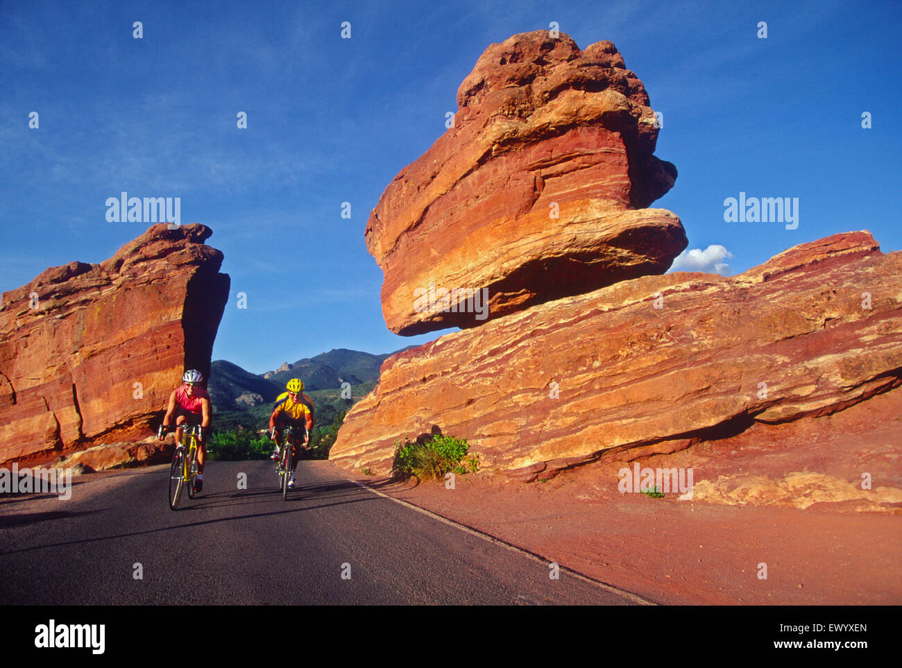 Cindy Burkart & Bruce Ruff cycling in the Garden of the Gods, Colorado ...