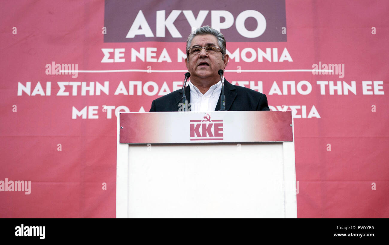 Athens, Greece. 02nd July, 2015. Greek Communist party (KKE) leader ...