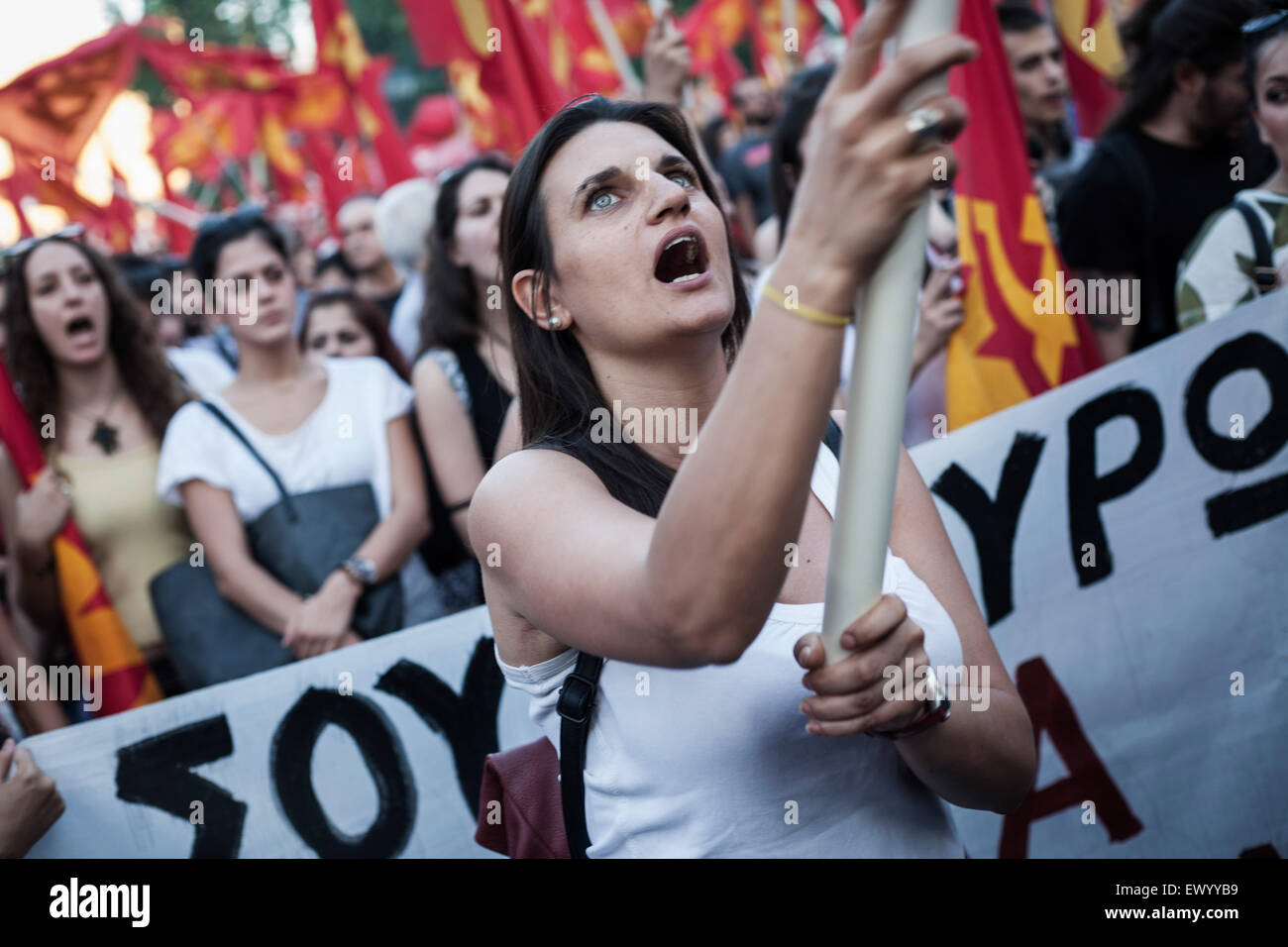 Athens, Greece. 02nd July, 2015. dpatopbilder A member of the Greek ...