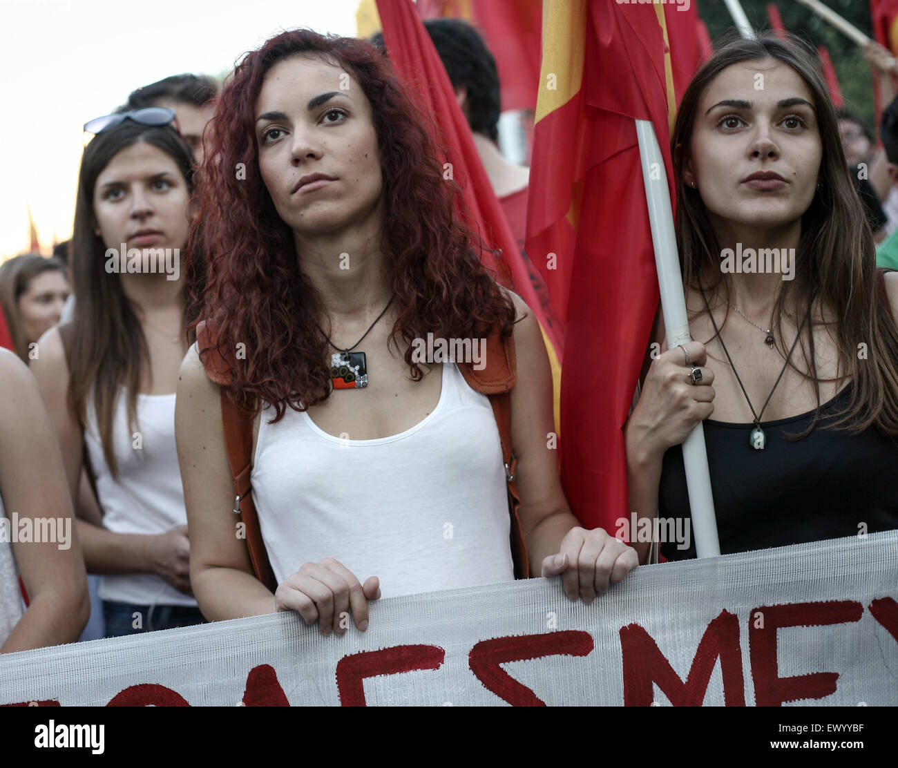 Members of the Greek Communist Party Youth during a demonstration ...