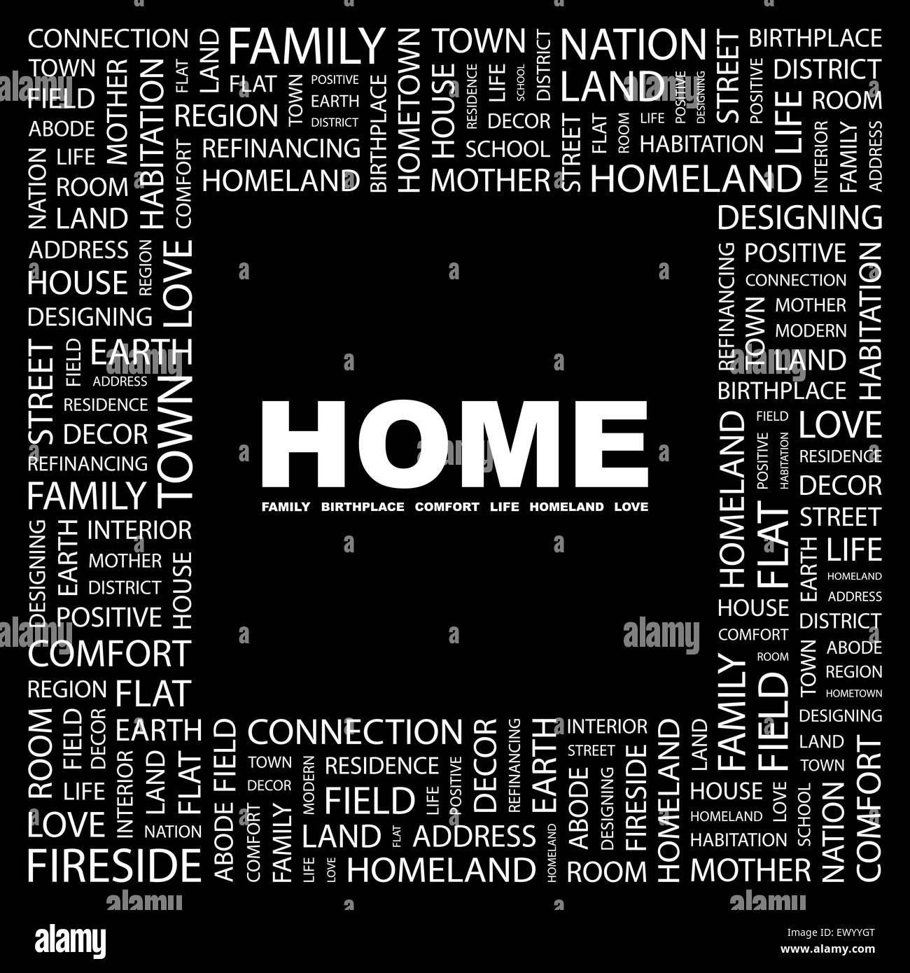 Home Word Cloud Illustration Tag Cloud Concept Collage Stock Vector