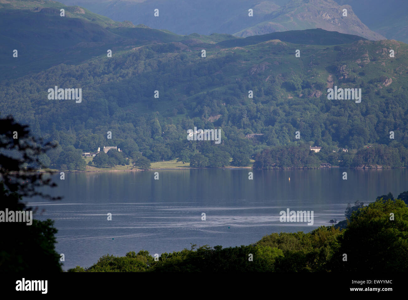 Lake Windermere Cumbria 3rd July 2015 .UK Weather Cool breeze as ...