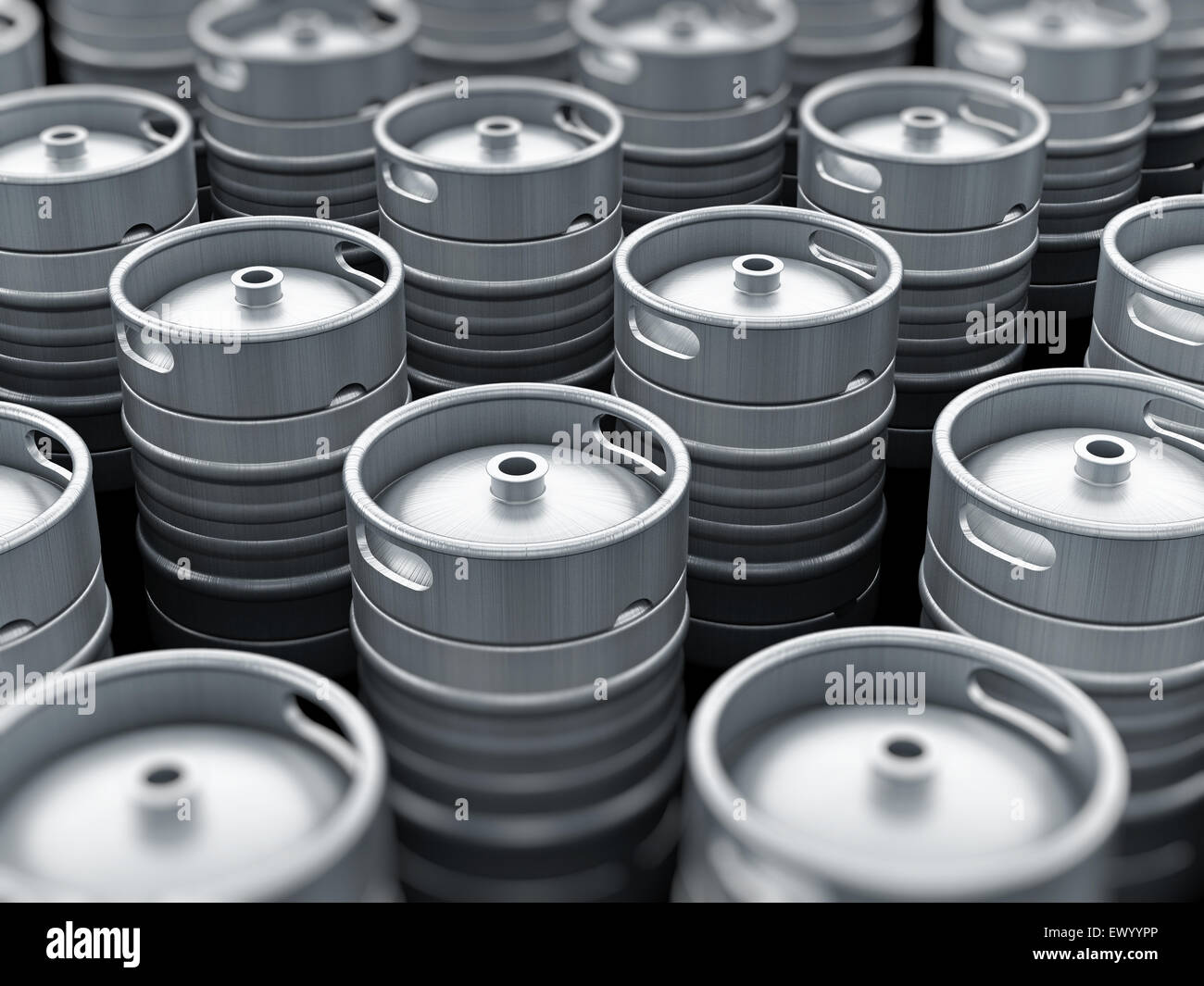Metal Keg stack arrangement focus on the center Stock Photo - Alamy
