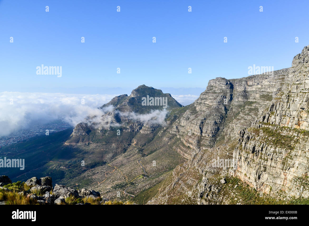 Aerial view of Devil's Peak on Table mountain from the India Venster ...