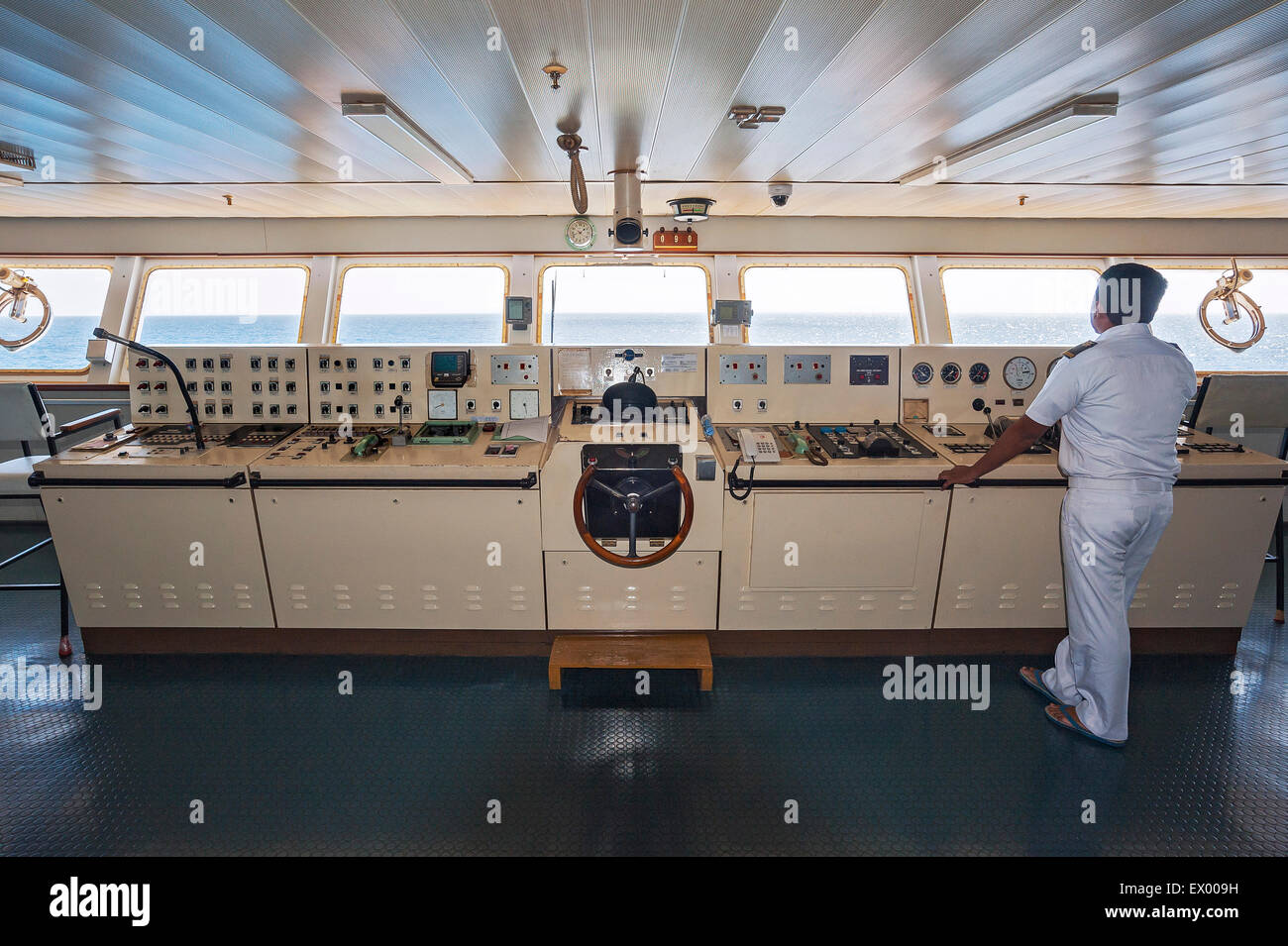 Command bridge on ferry going from Banda to Ambon, Banda, Maluku ...