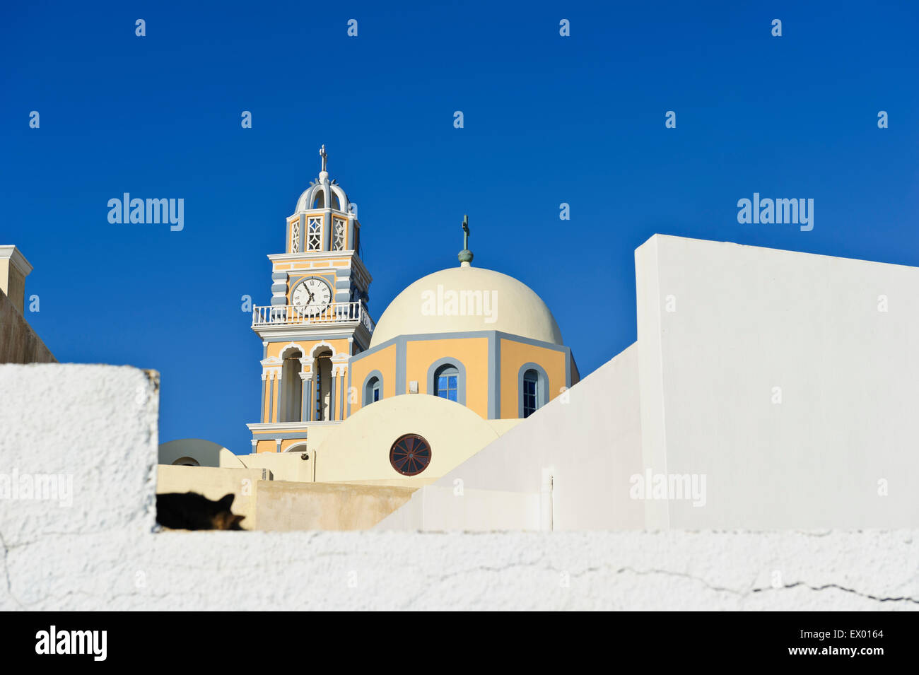 Santorini greece church clock tower hi-res stock photography and images ...