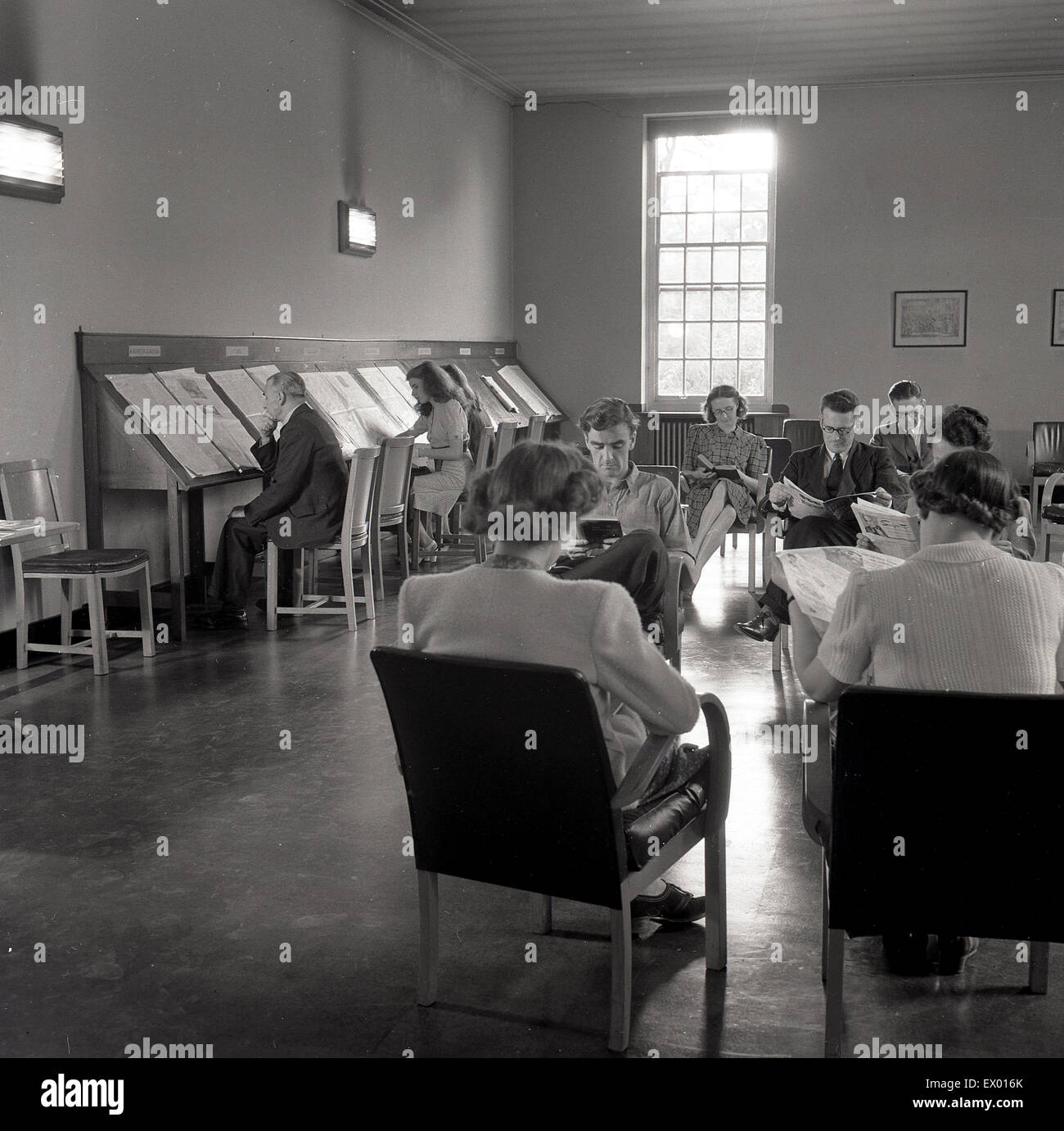 50s fifties inside indoors men adults books education reading hi-res ...