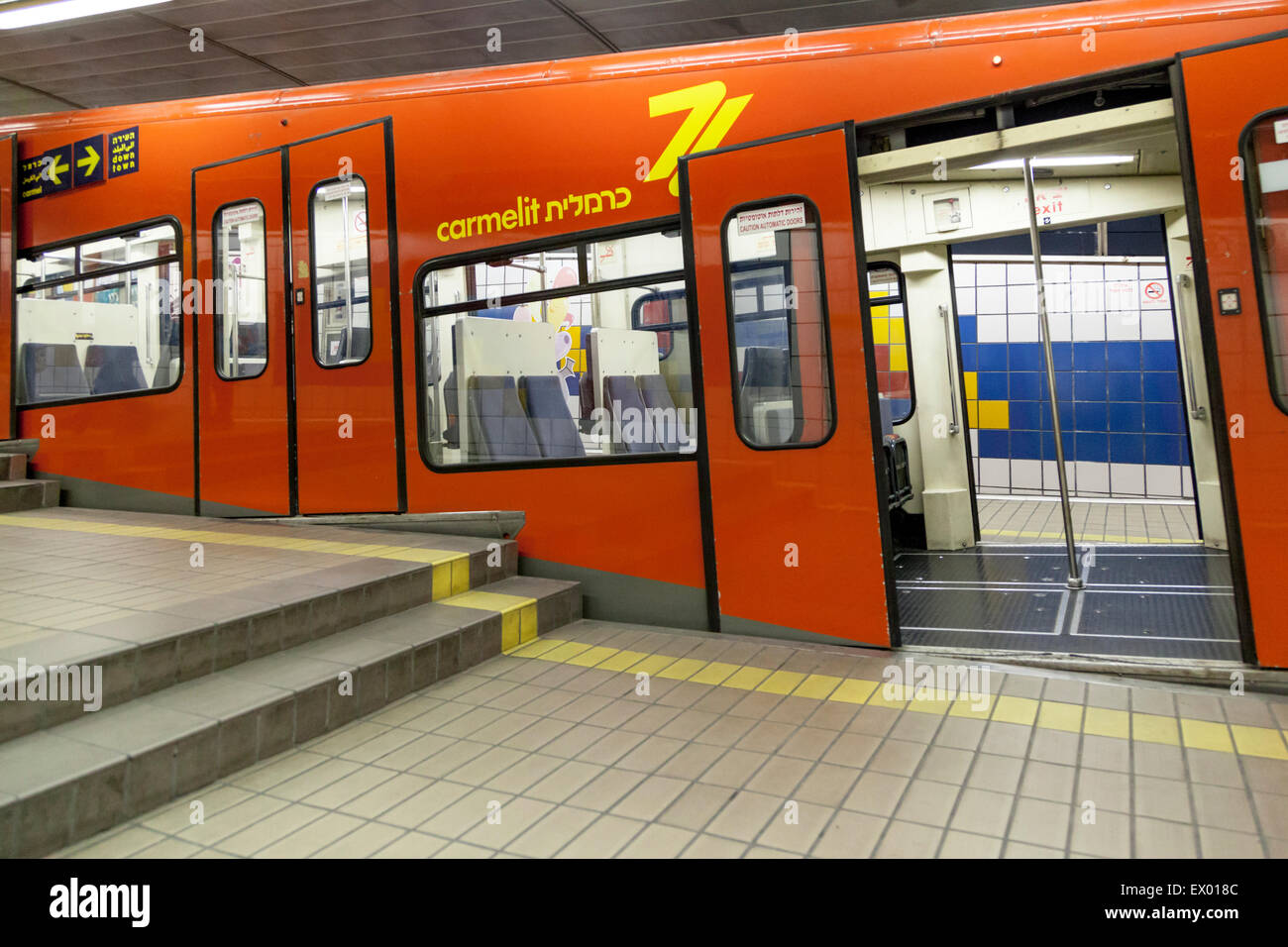 The Carmelit is an underground funicular railway in Haifa, Israel Stock ...