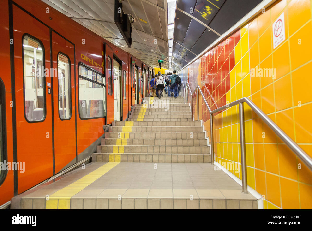 The Carmelit is an underground funicular railway in Haifa, Israel Stock ...