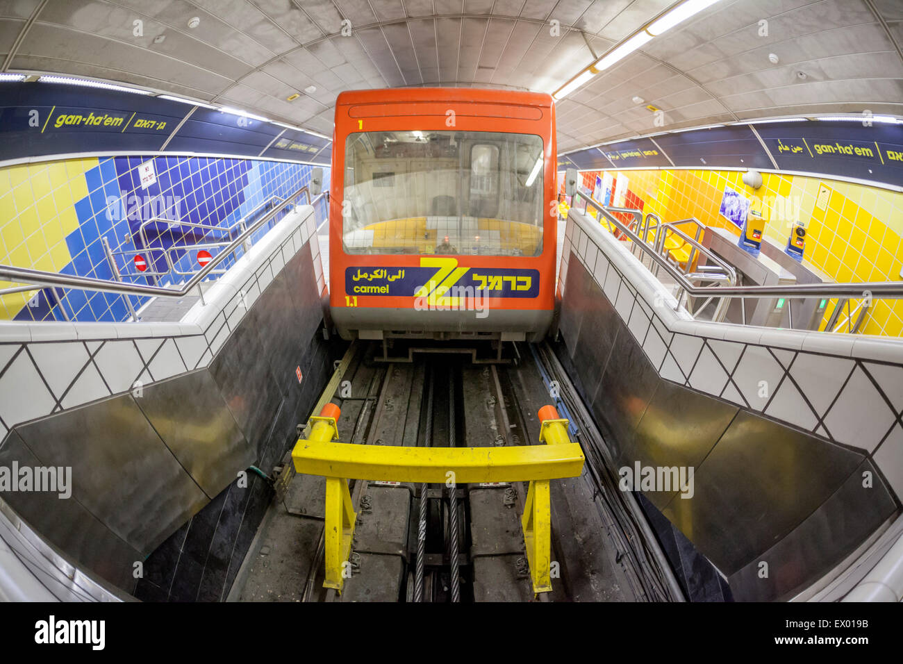 The Carmelit is an underground funicular railway in Haifa, Israel Stock ...