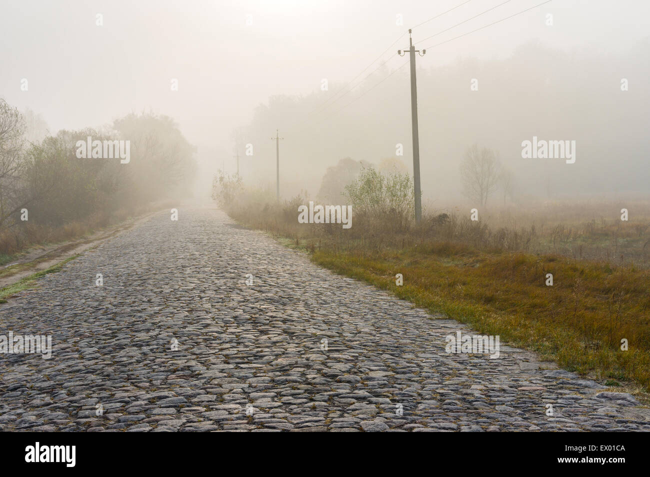 An ancient stone road in Ukrainian rural area Stock Photo - Alamy