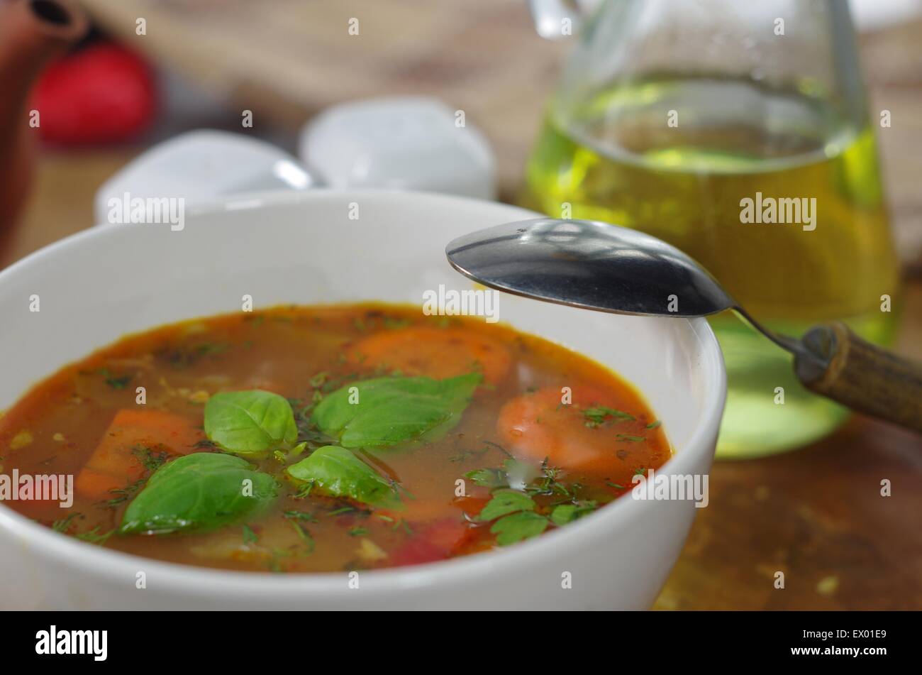 appetizing cabbage soup in a clay pot Stock Photo - Alamy