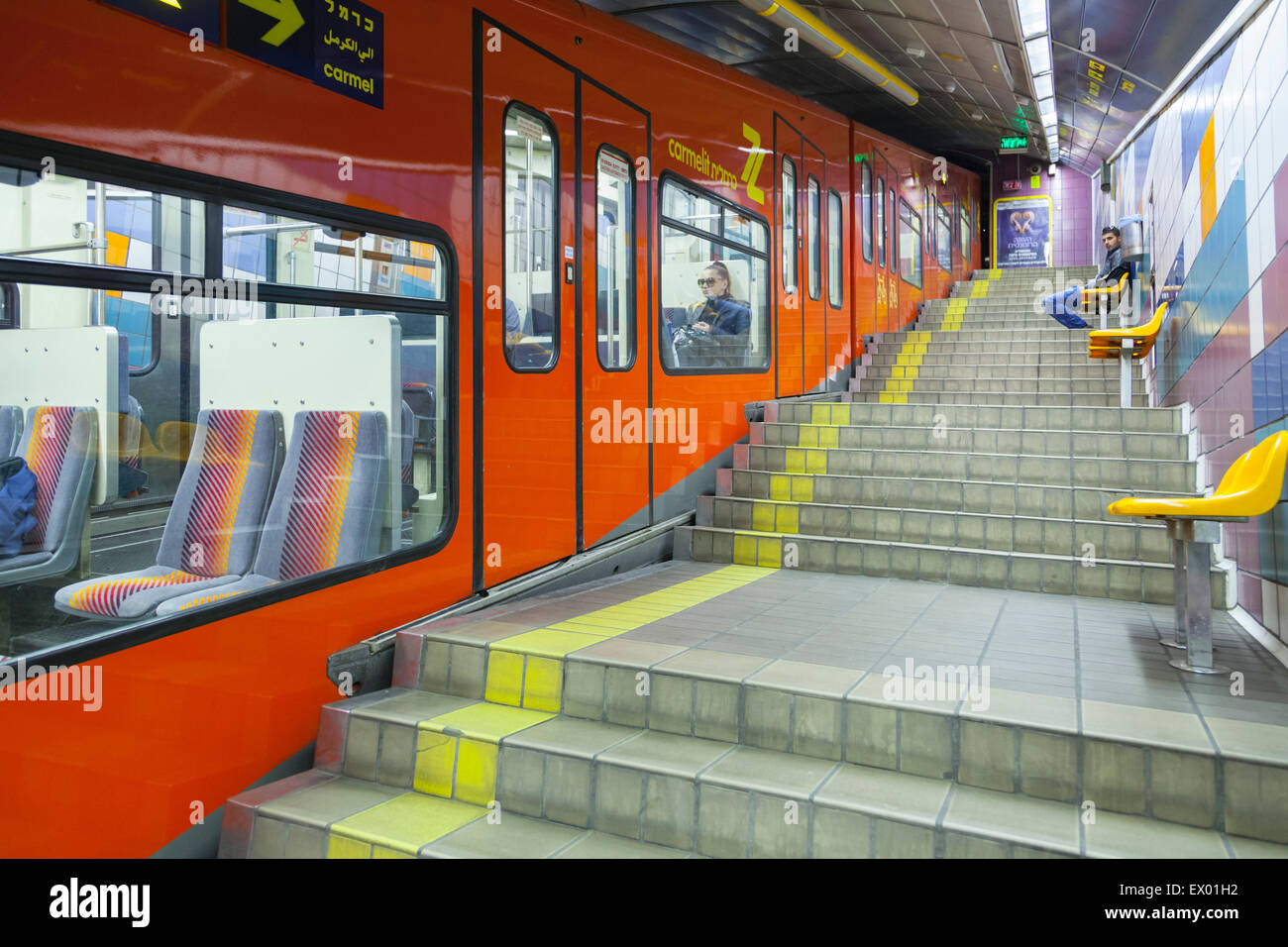 The Carmelit is an underground funicular railway in Haifa, Israel Stock ...