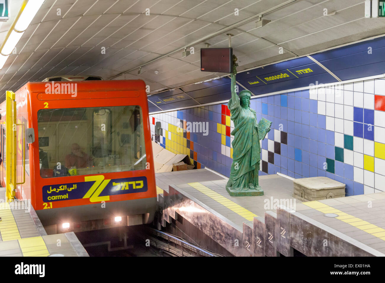 The Carmelit is an underground funicular railway in Haifa, Israel Stock ...