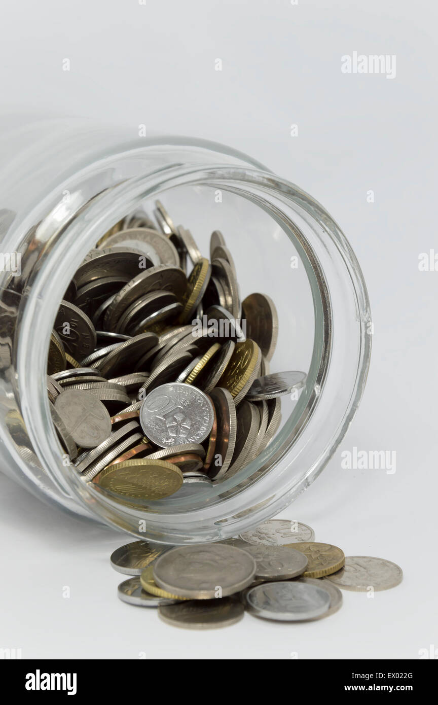 coins inside jar glass Stock Photo - Alamy