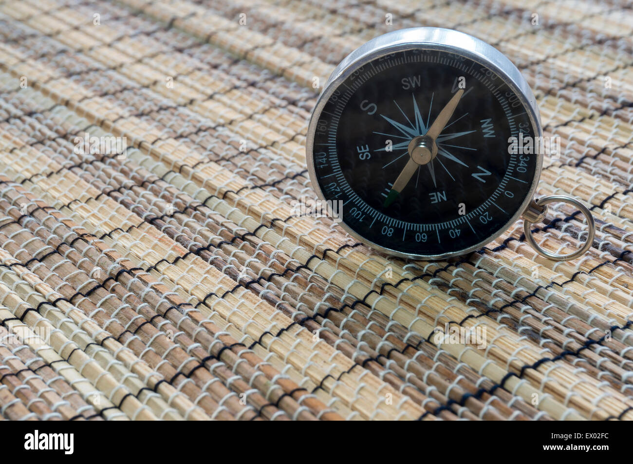 compass on bamboo mat Stock Photo - Alamy