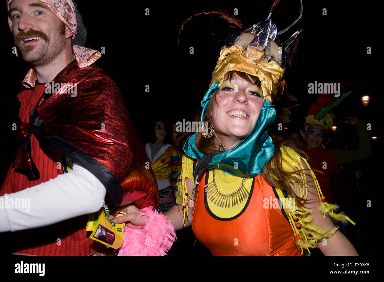 Revellers at the Notting Hill carnival at the end of the night Stock ...