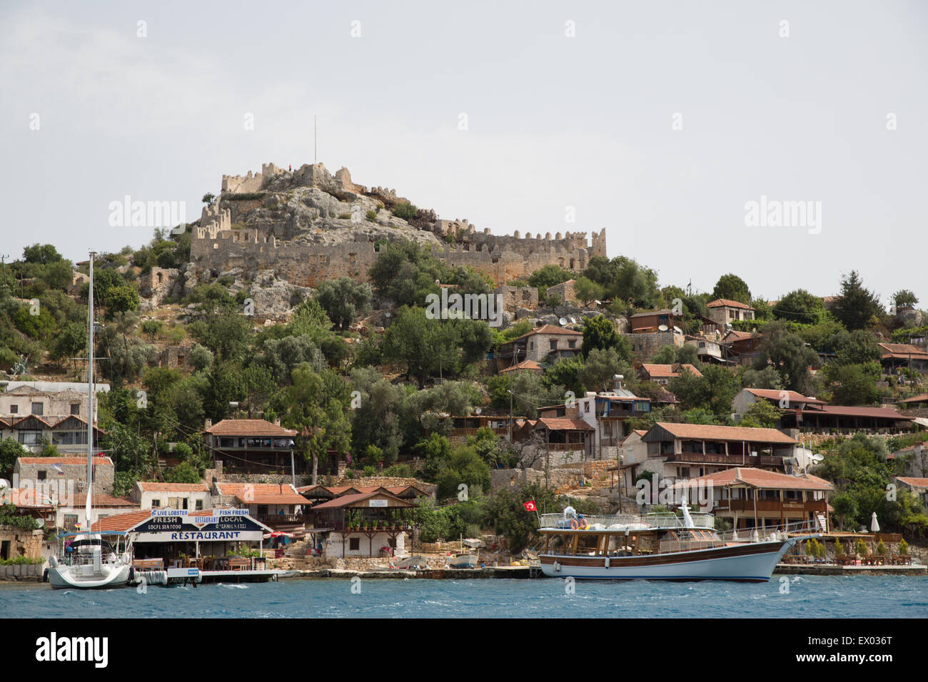 Castle and waterfront at Kalekoy, Lycian way, Kalekoy, Demre, Simena ...