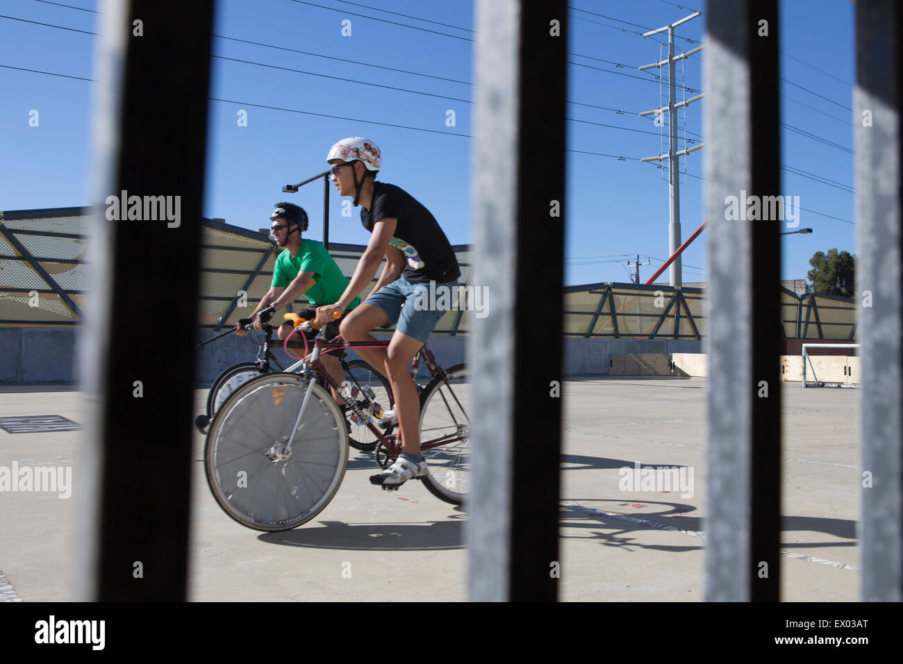Bicycle polo match in action Stock Photo - Alamy