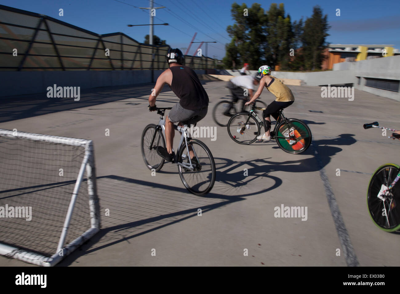 Bicycle polo match in action Stock Photo - Alamy