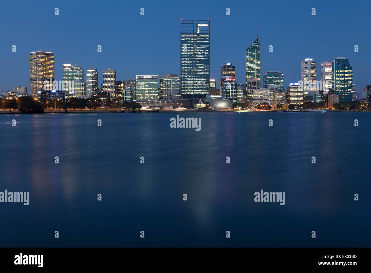 Perth's central business district viewed from across the Swan River ...