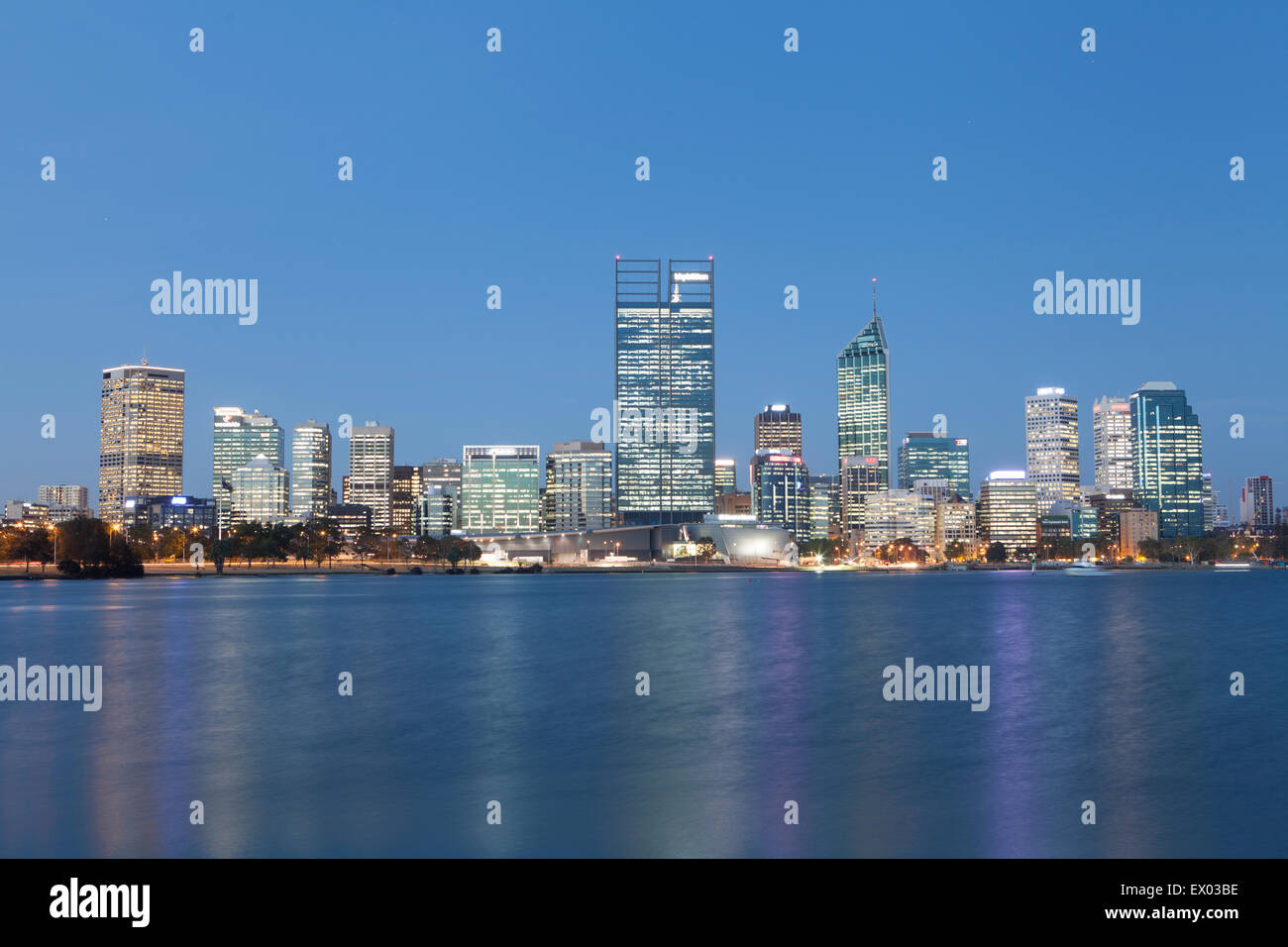 Perth's central business district viewed from across the Swan River ...