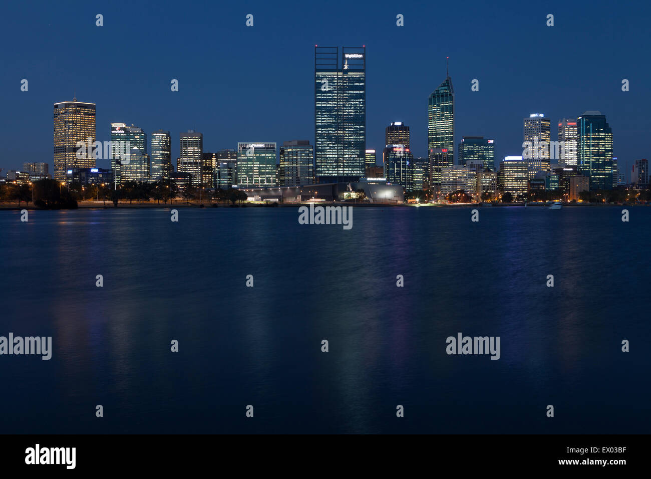 Perth's central business district viewed from across the Swan River ...