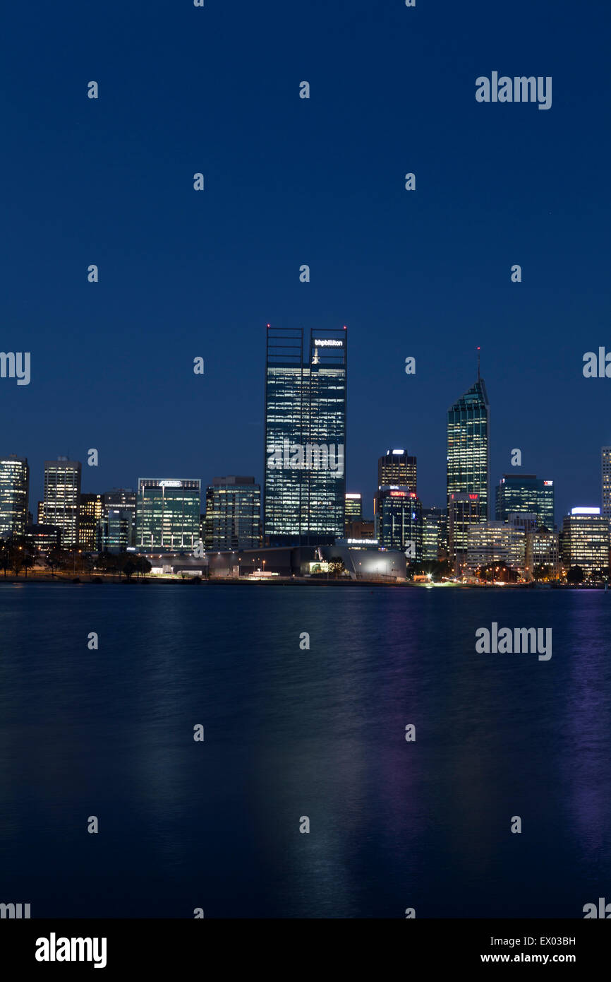 Perth's central business district viewed from across the Swan River ...