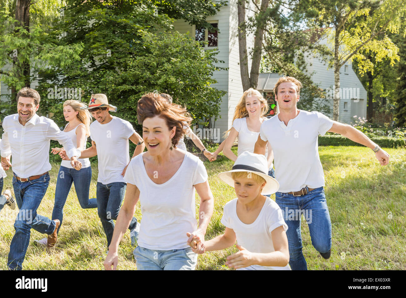 Group Running Away From Camera
