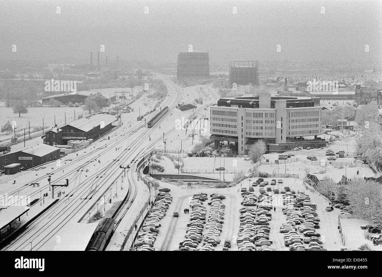 Snow scenes in Reading, Berkshire, seen from Western Tower. December ...