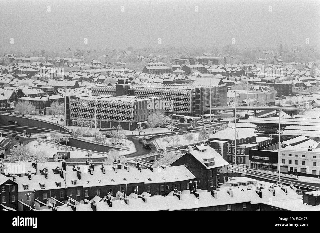 Snow scenes in Reading, Berkshire, seen from Western Tower. December ...