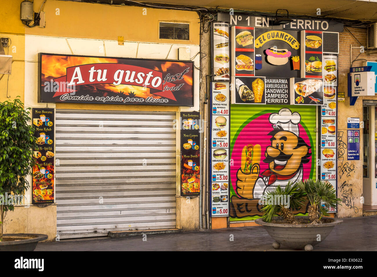 A Colourful fast Food restaurant Malaga Andalusia Spain Stock Photo - Alamy